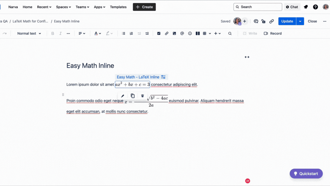 Math Formula & Equations in Confluence