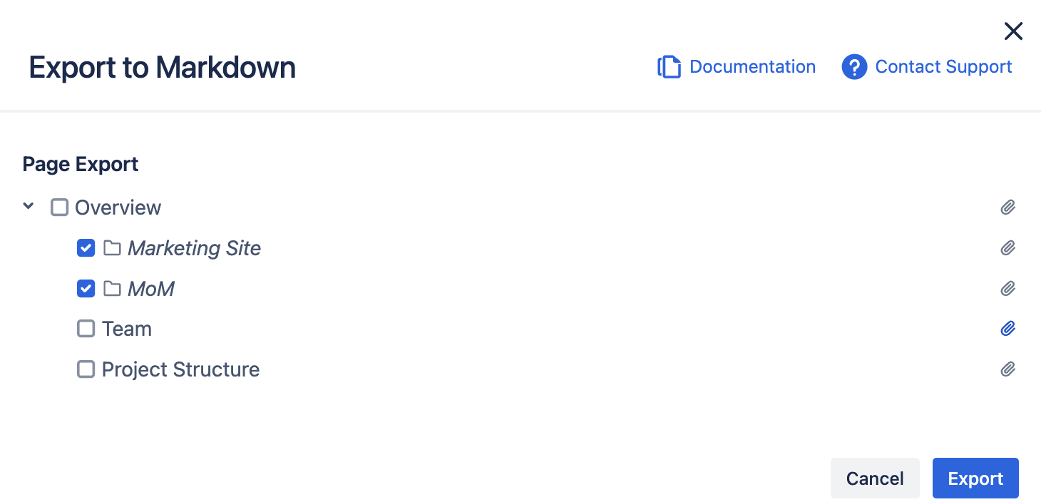 Export Confluence pages to Markdown
